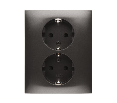 Simon Stikkontakt Flat 1,5 Dobbel Innfelt m/Jord Antrasitt | Nordic LED