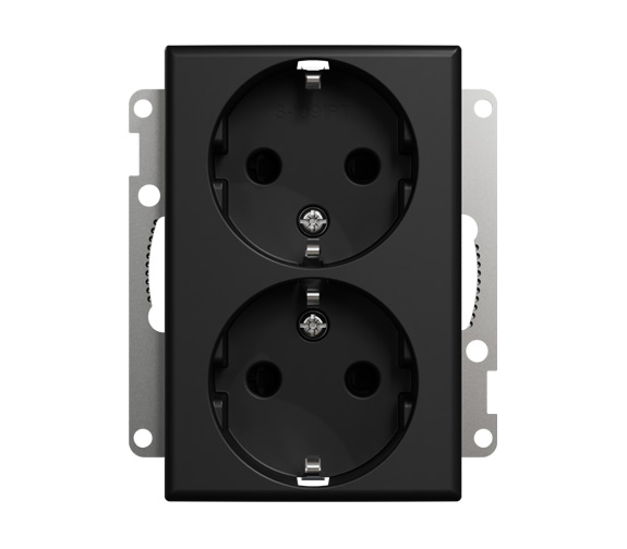 ELKO Dobbel stikkontakt for ramme RS16 Sort | Nordic LED