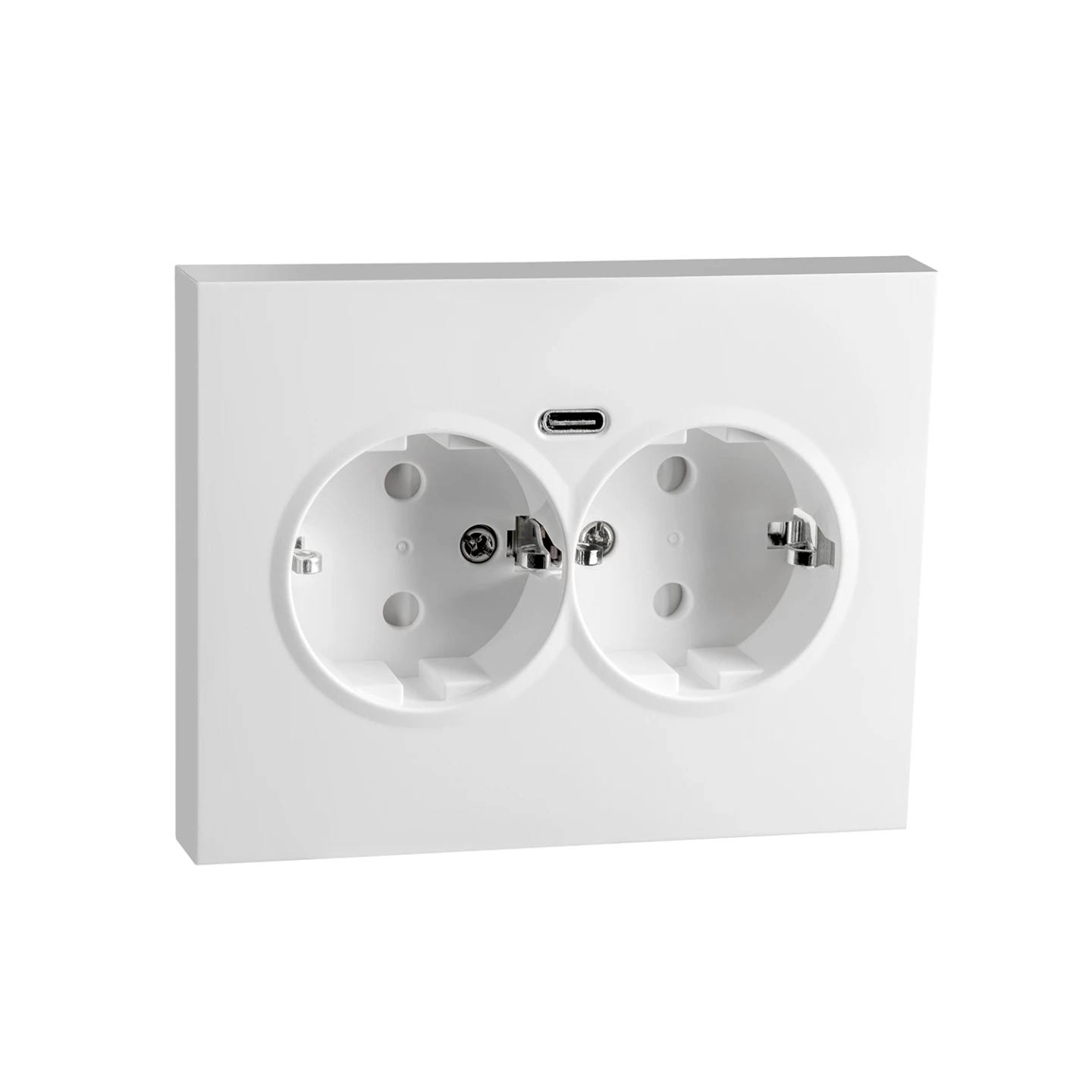 SG Stikkontakt Innfelt Dobbel 1.5 Med Jord USB-C Hvit